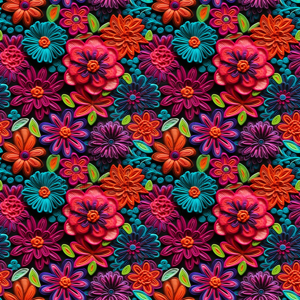 TRICOLIN ESTAMPA DIGITAL 3D FLORES BORDADAS 100% ALGODÃO COM 1,50 LG ...