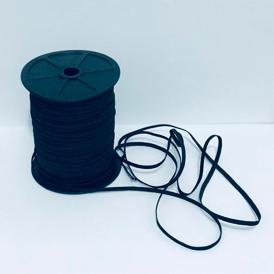 ELÁSTICO ACHATADO PRETO NACIONAL Nº 6 DE 3MM ROLO COM 100 METROS 70% ...